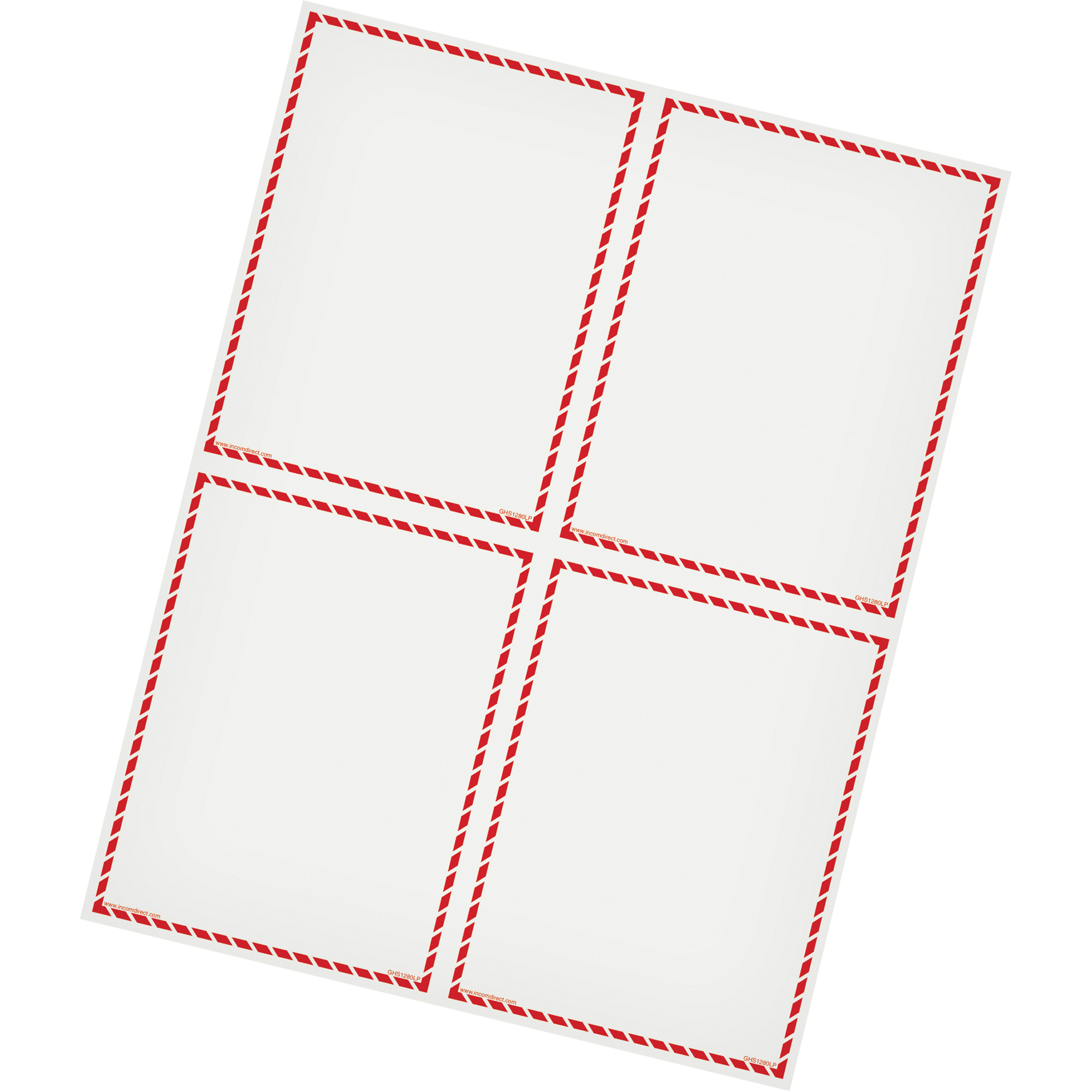 Incom Top Tape & Label Printable GHS Labels, Paper, Sheet, 5-1/2" L x 4 ...